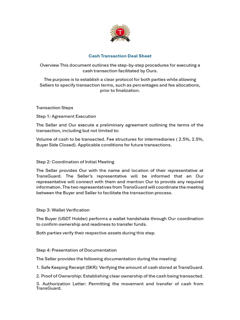 Cash Transaction Protocol in Dubai | PDF | Financial Transaction | Cash