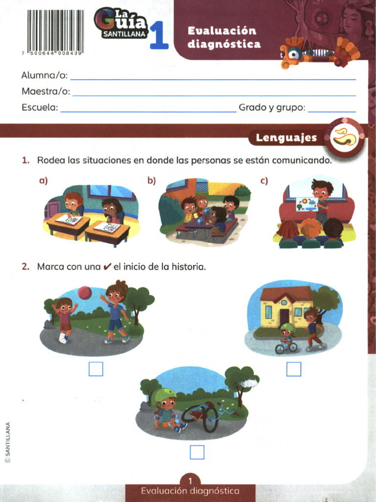 Evaluacion Diagnostica 1° Primer Grado Santillana 2024-2025 | PDF