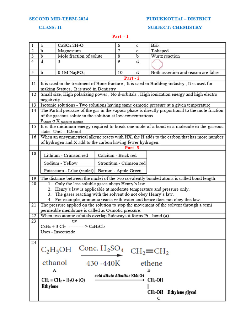 XI 2nd MidTerm 2024 Key EM PDKT | PDF | Hydroxide | Aluminium
