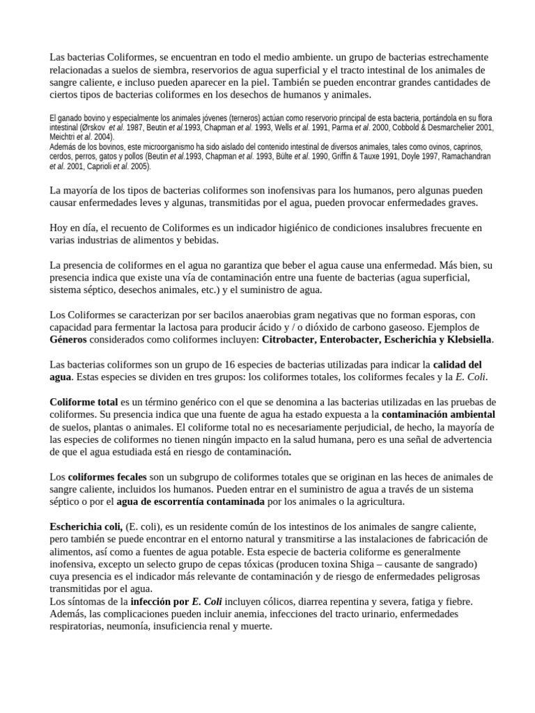 Las Bacterias Coliformes | PDF | Escherichia coli | Microbiología