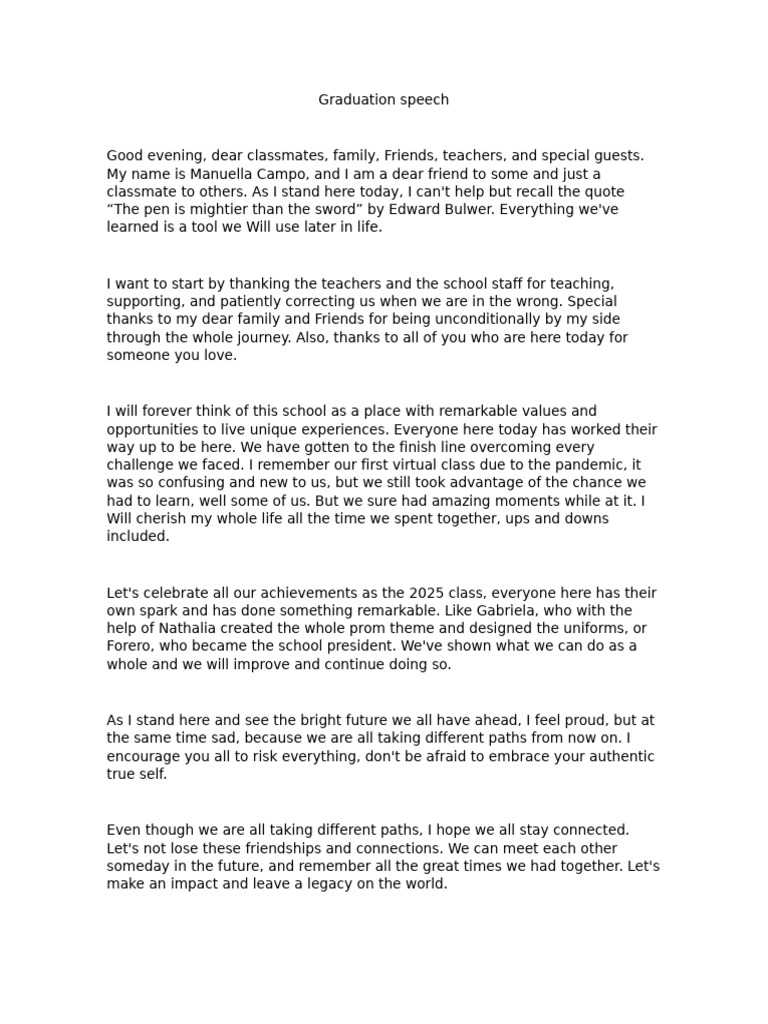 Graduation Speech | PDF