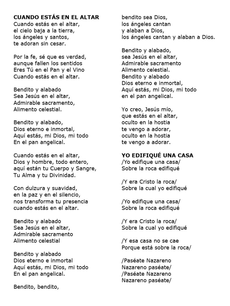 cantos hora santa 31 diciembre | PDF | Cristo (título) | eucaristía