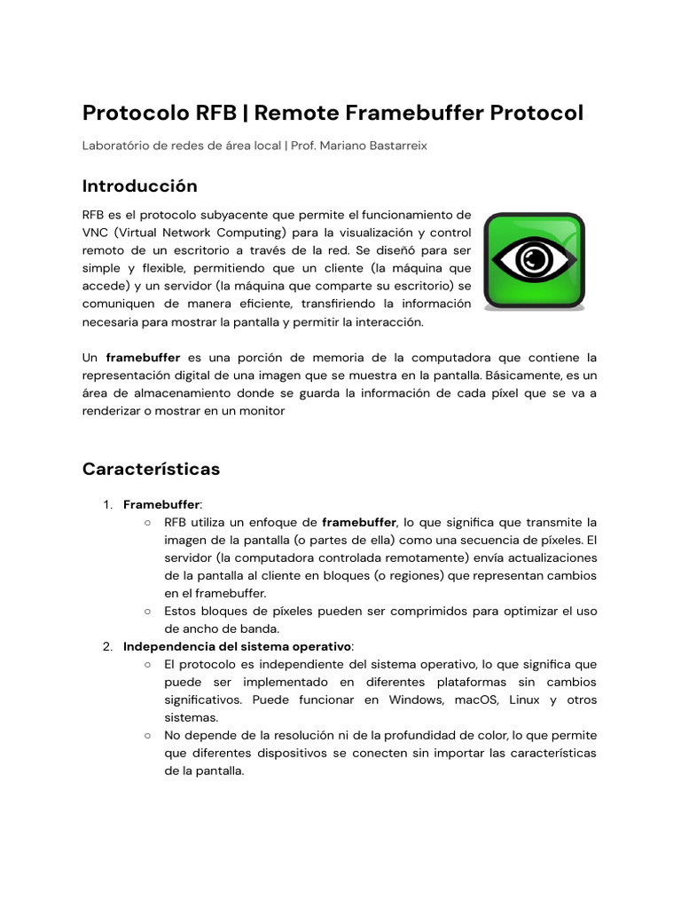 Protocolo+RFB+ +Remote+Framebuffer+Protocol | PDF | Ingeniería Informática | Software