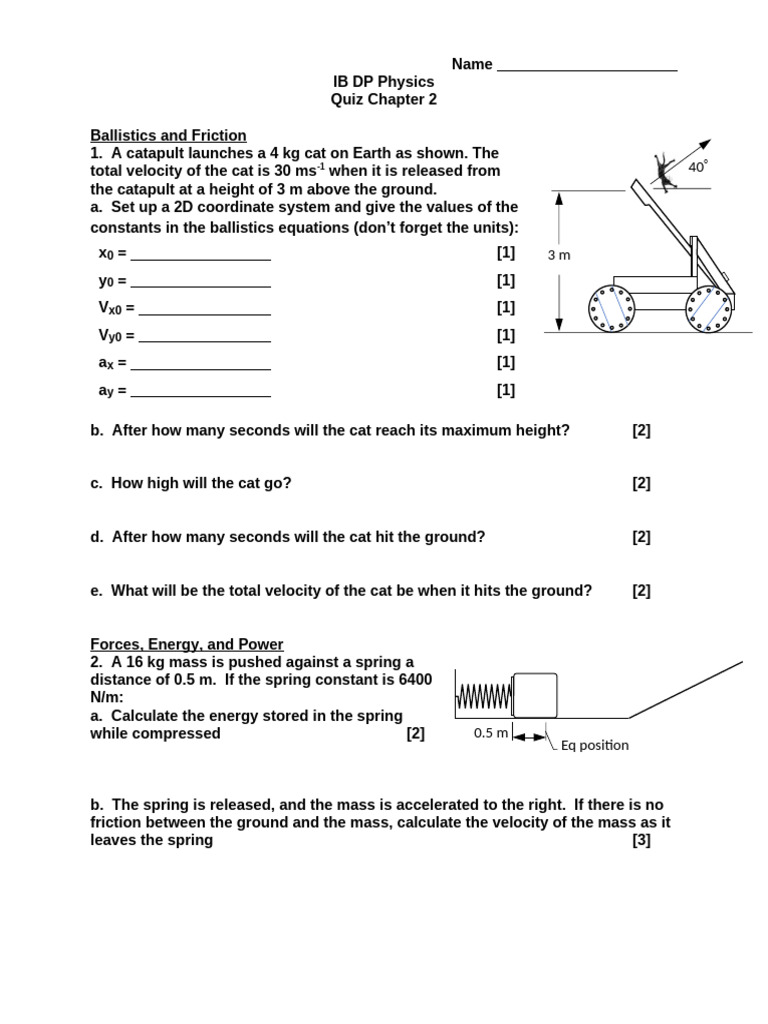 Chapter_2_Quiz_2019 | PDF | Mass | Velocity