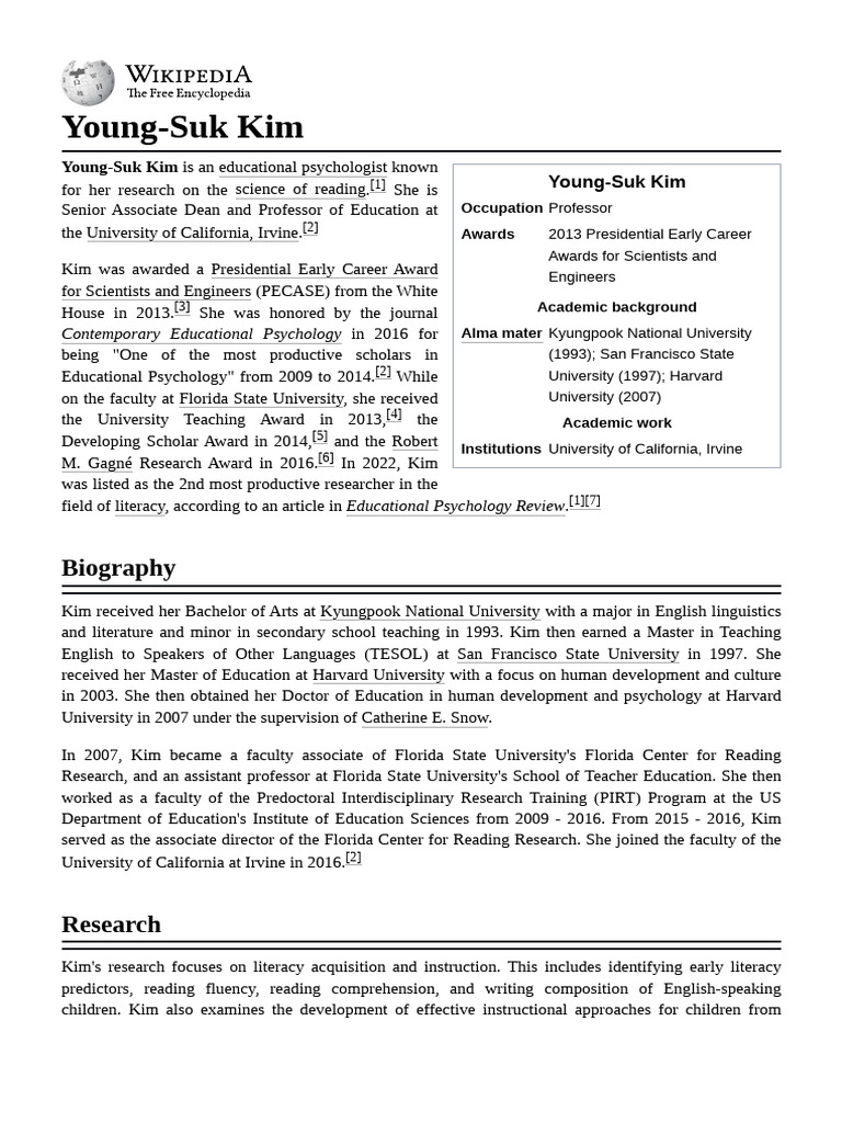 Young Suk Kim | PDF | Learning | Cognition