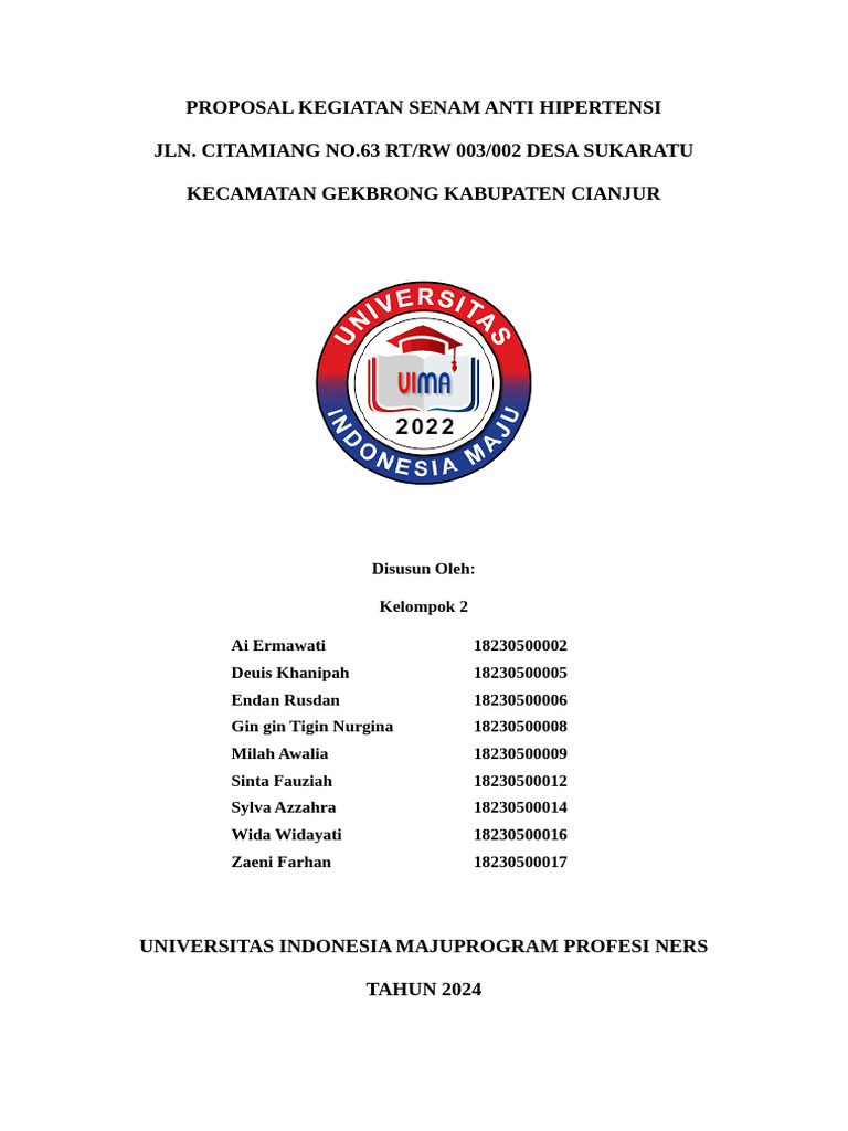 Proposal Senam Hipertensi | PDF