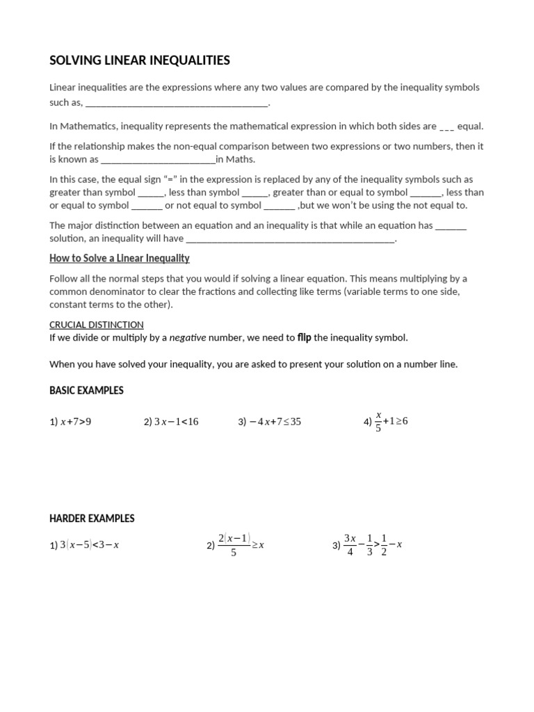 Inequalities Lesson | PDF | Inequality (Mathematics) | Equations