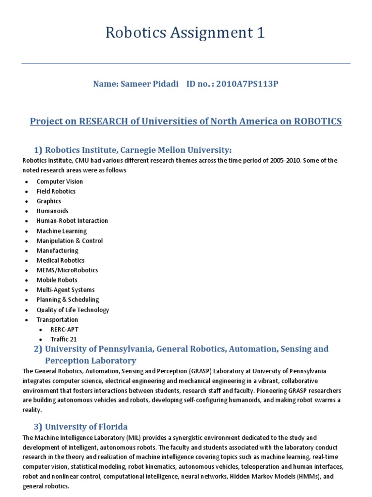 Robotics Assignment | Robotics | Artificial Intelligence | Free 30-day ...