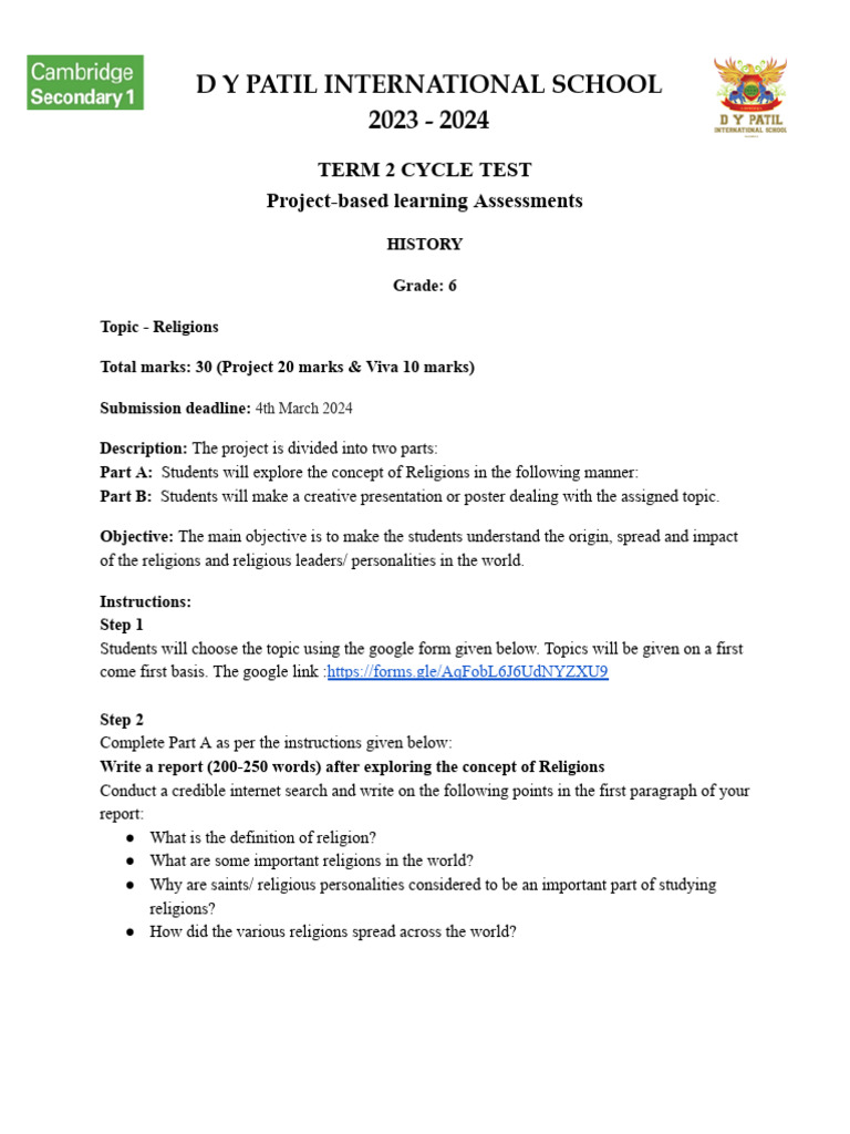 History Grade 6 Project-Based Assessment Sheet 23-24 | PDF | Vocabulary ...