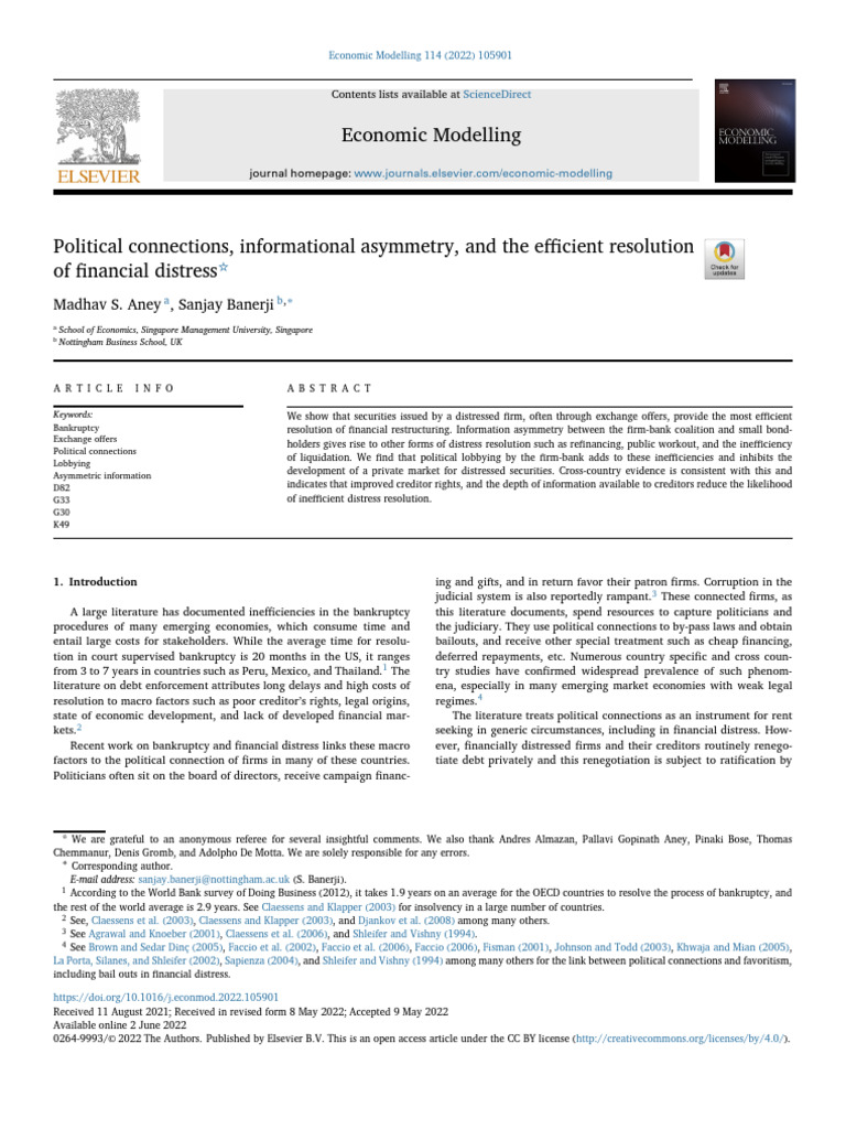 Political Connections, Informational Asymmetry, and The Efficient ...