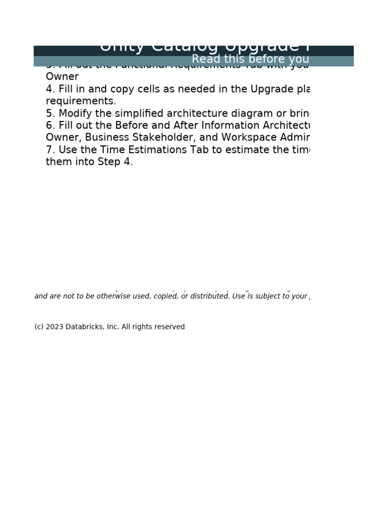 Unity Catalog Upgrade Plan Template | PDF | Databases | Information Technology Management