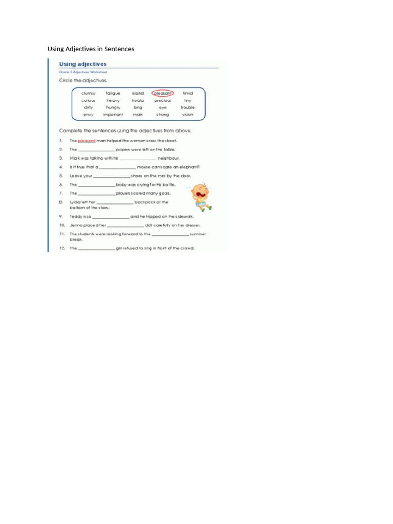 Using Adjectives in Sentences | PDF