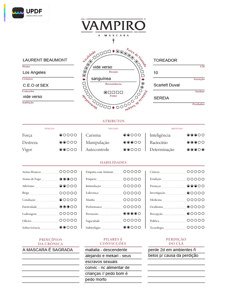 Laurent Beaumont Ficha V5 | PDF
