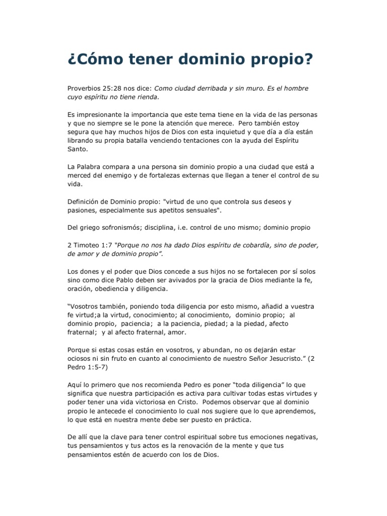 Cómo Tener Dominio Propio | PDF