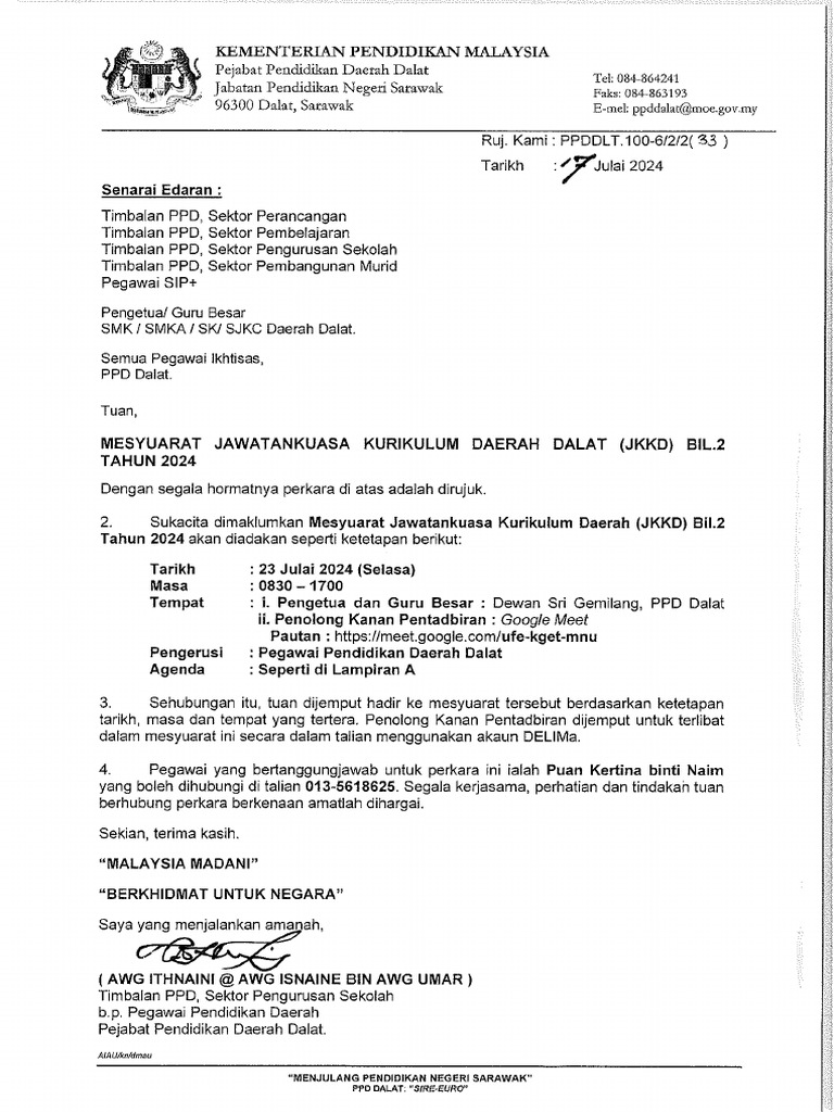 Mesyuarat JKKD Bil.2 Tahun 2024 | PDF