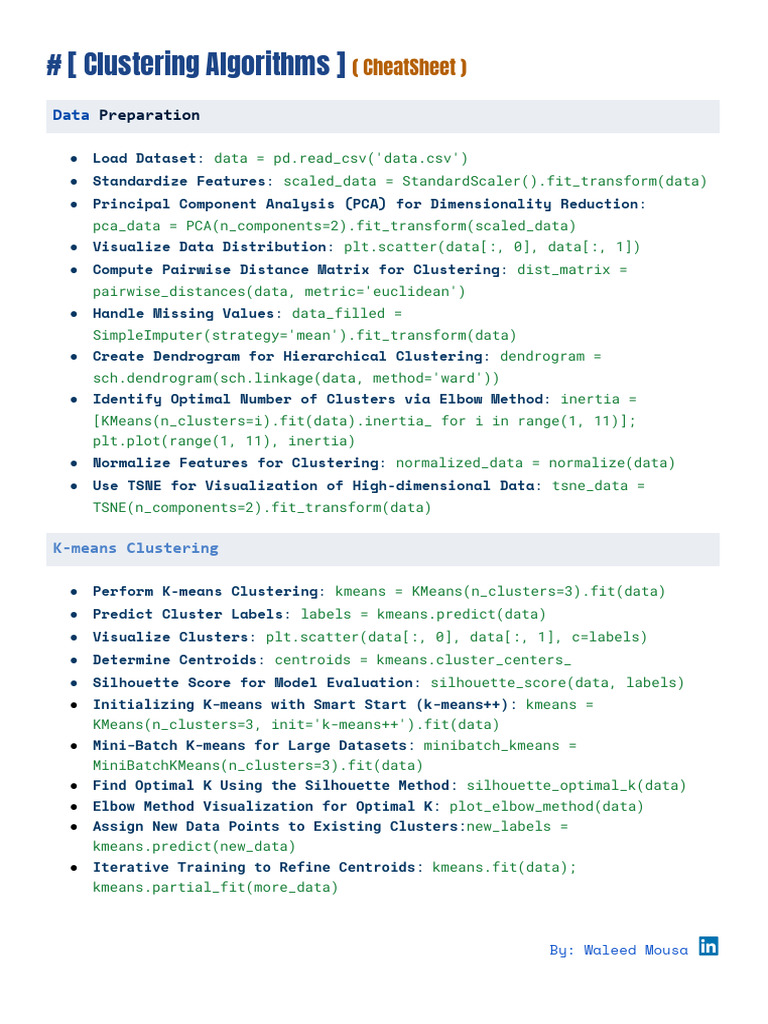 Clustering Algorithms CheatSheet 1710438661 | PDF | Cluster Analysis ... Clustering Algorithms CheatSheet 1710438661 | PDF | Cluster Analysis ...