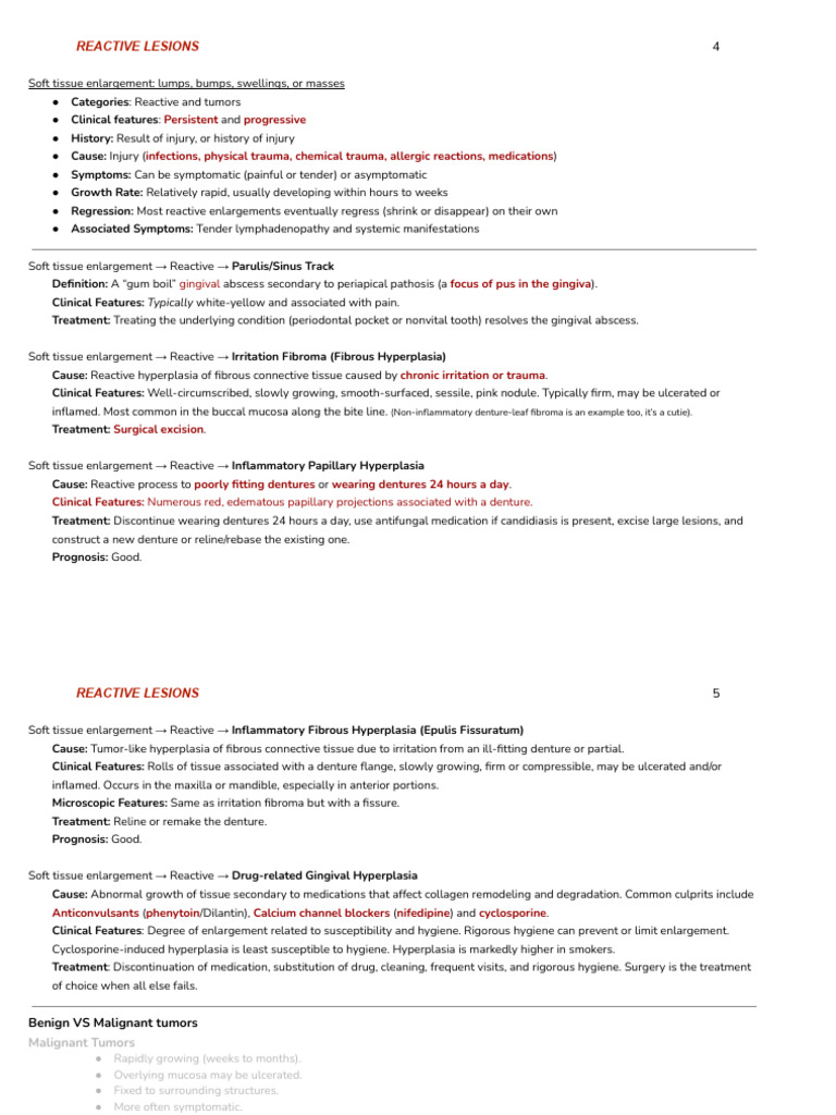 REACTIVE LESIONS (Lecture 6) | PDF | Neoplasms | Epithelium