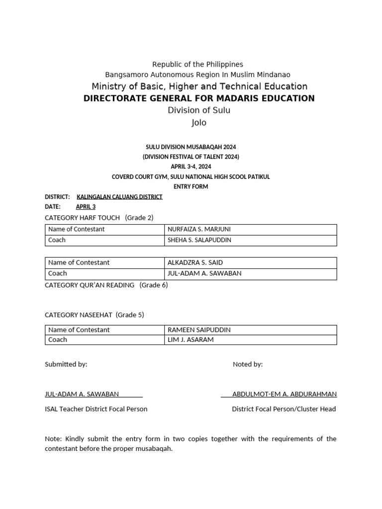Entry Form | PDF