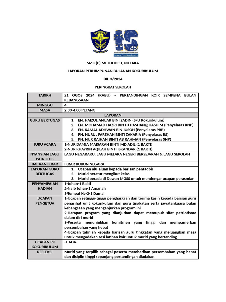 Perhimpunan Bulanan Koku Bil 3 2024 | PDF