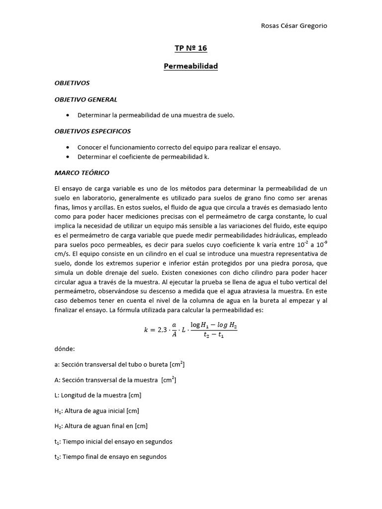 Permeabilidad Teorico | PDF | Permeabilidad (Ciencias de la Tierra) | Física Aplicada e ...