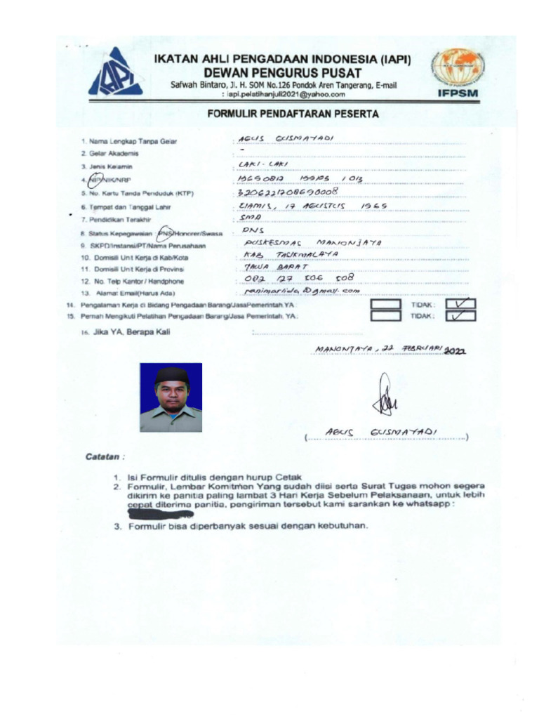 Formulir Pendataran | PDF