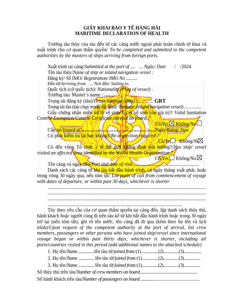 3.maritime Health Declaration | PDF