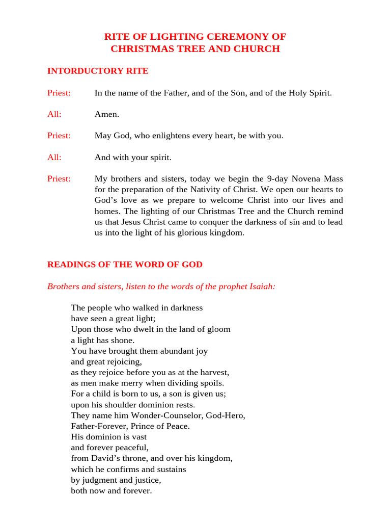 Christmas Tree Lighting Ceremony Guide | PDF