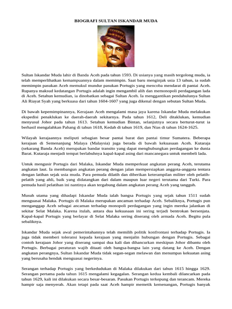 Biografi Sultan Iskandar Muda | PDF