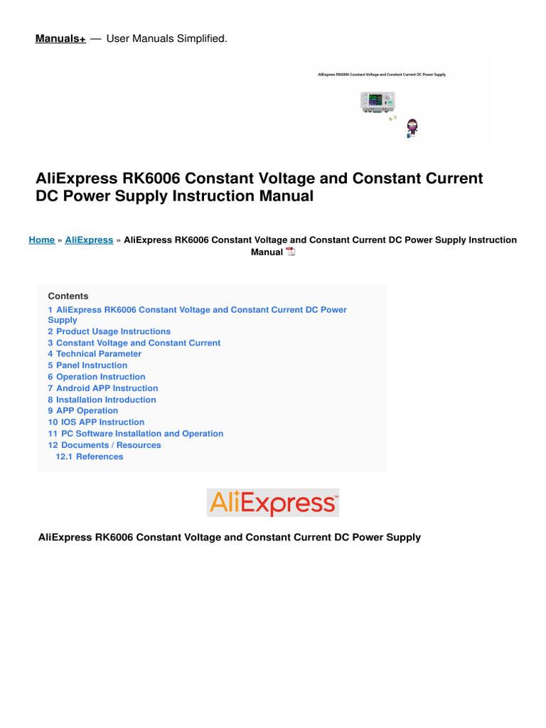rk6006 Constant Voltage and Constant Current DC Power Supply Manual | PDF | Power Supply ...