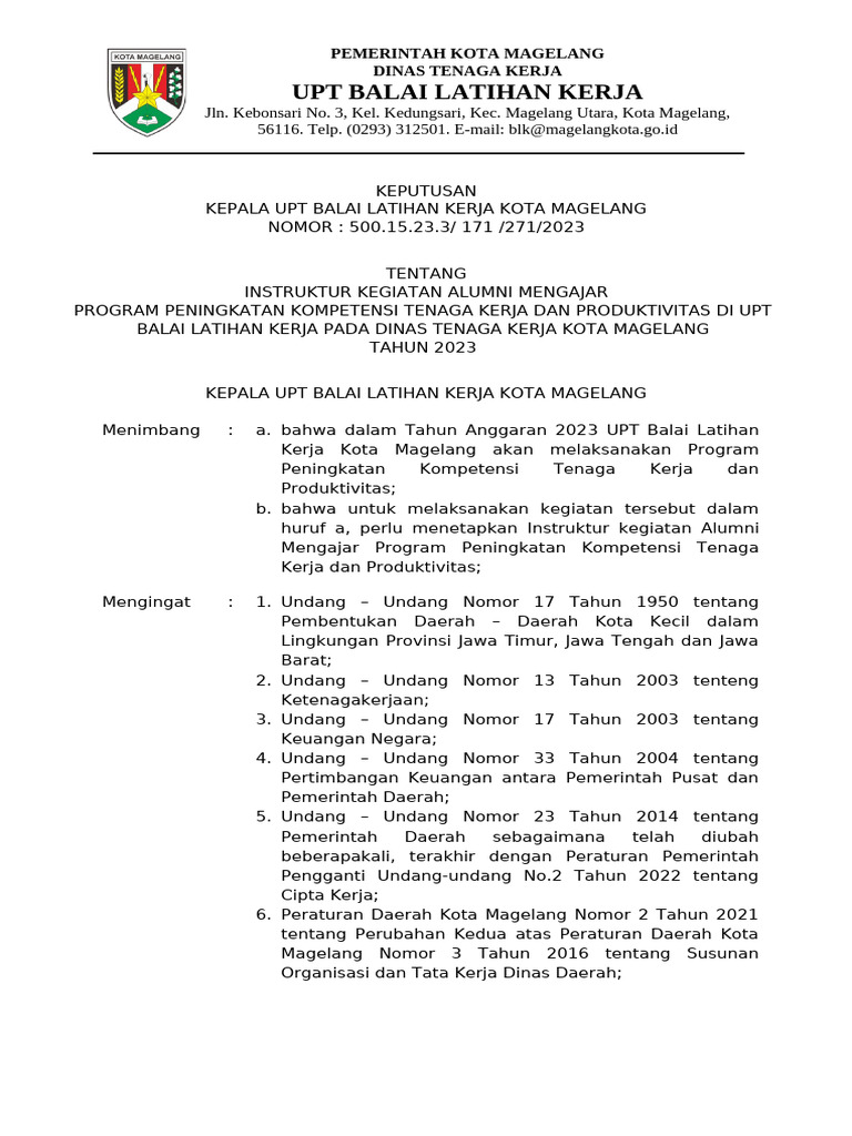 SK Instruktur Alumni Me | PDF