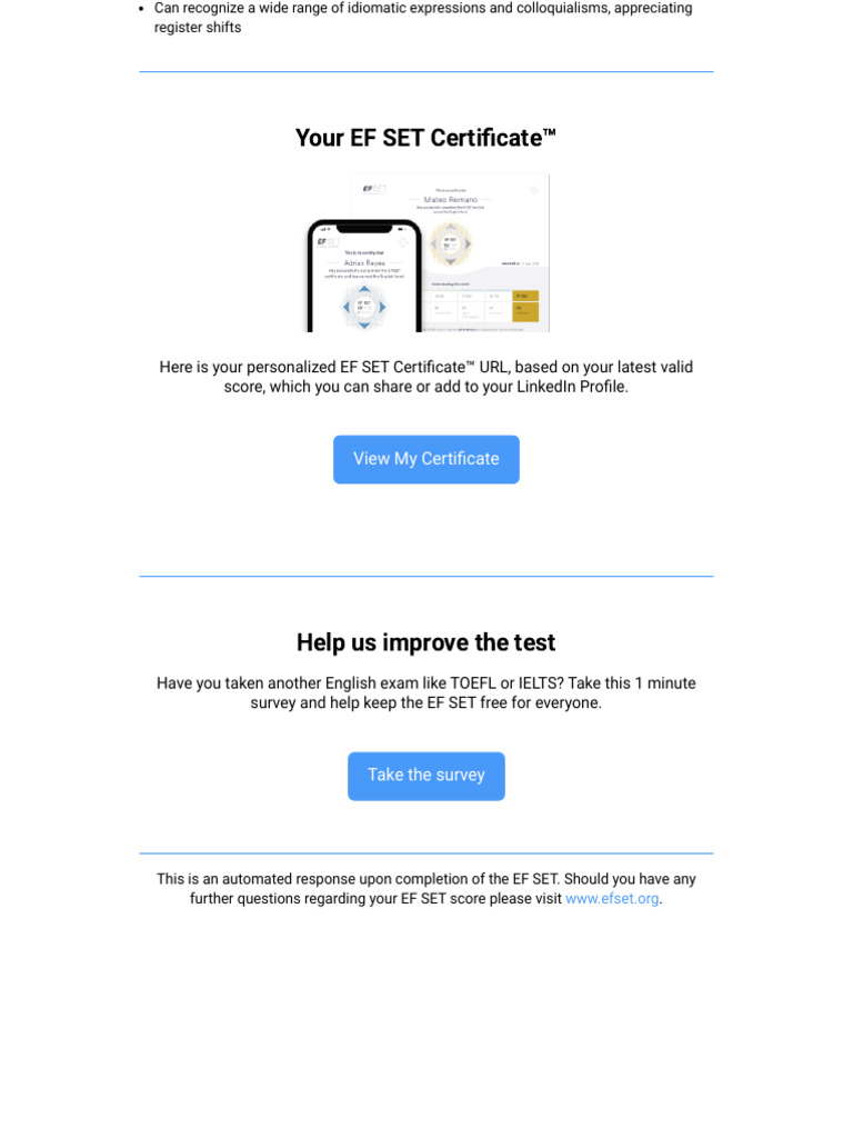 Gmail - Your EF SET Result | PDF