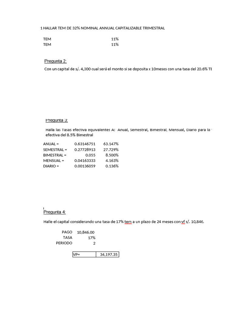 Examen t1 Matematica Financiera | PDF
