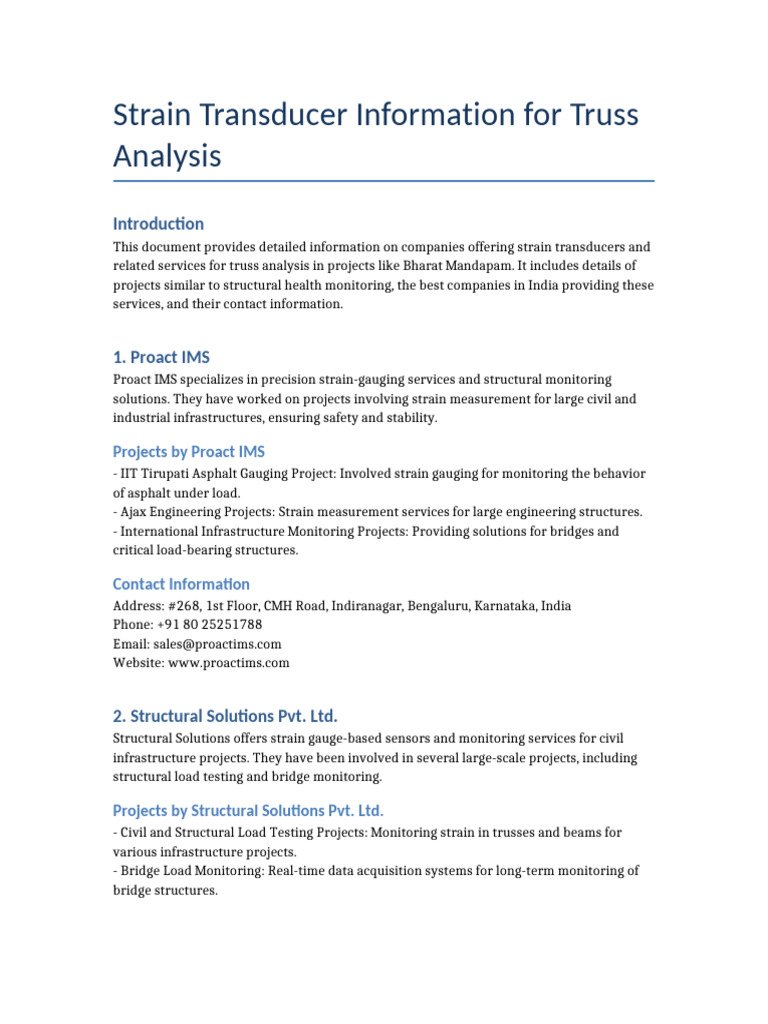 Strain Transducer Companies | PDF | Bridge | Mechanical Engineering