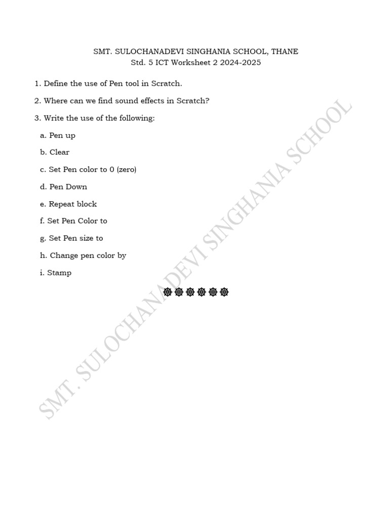 Std. 5 ICT Worksheet 2 - Term 2 | PDF