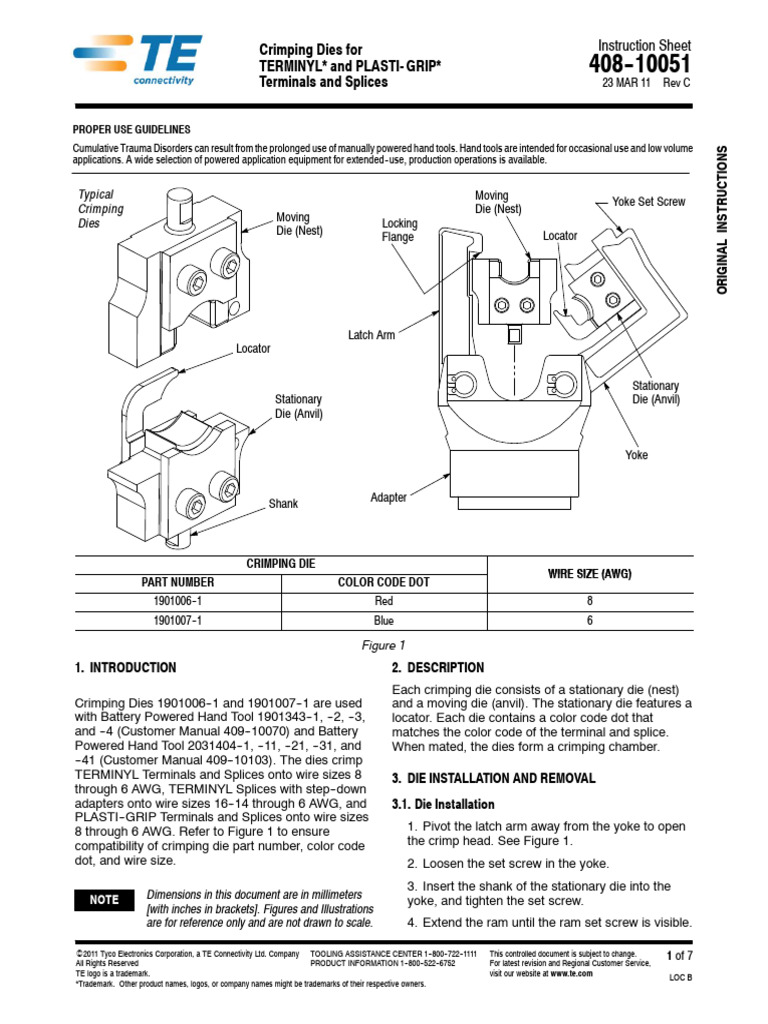 Crimping Dies for 10051 Socket | PDF | Electrical Connector ...