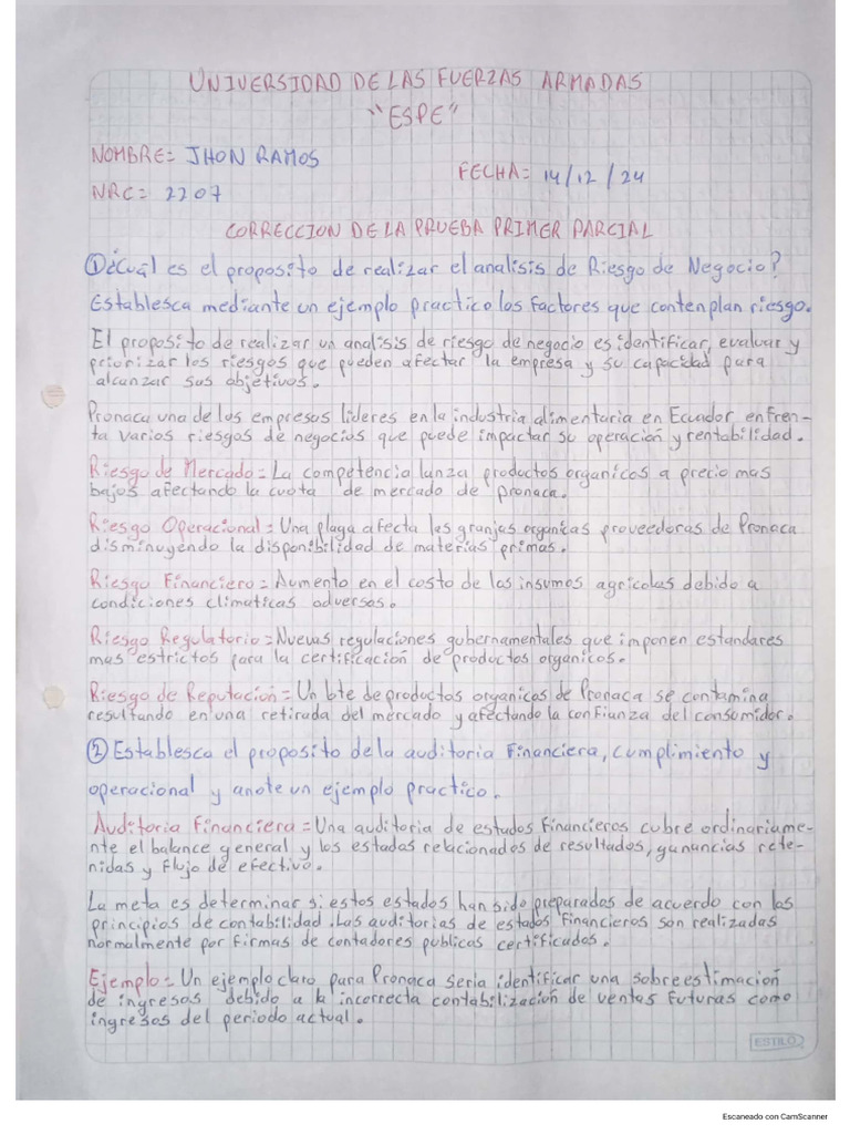 Corrección de Prueba Jhon Ramos | PDF