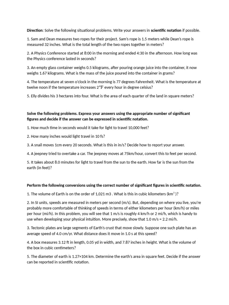 Word Problems Conversion | PDF | Length | Metrology