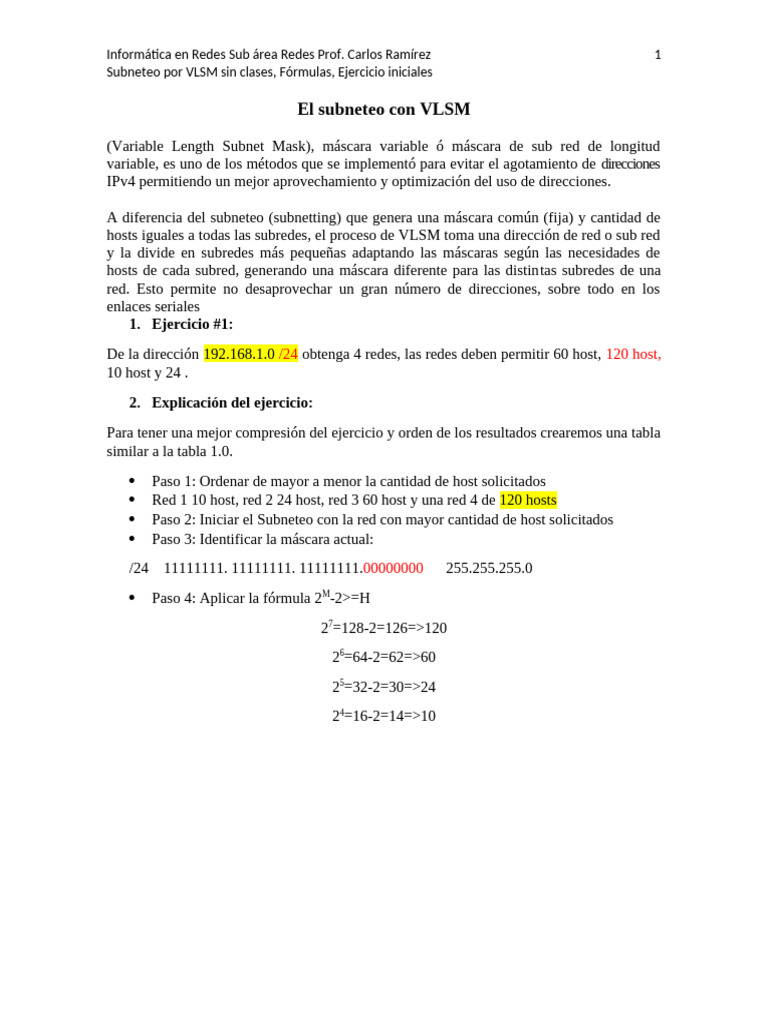 TEMA 4 SUBNETEO CON VLSM | PDF | Estándares de internet | Arquitectura de Computadores