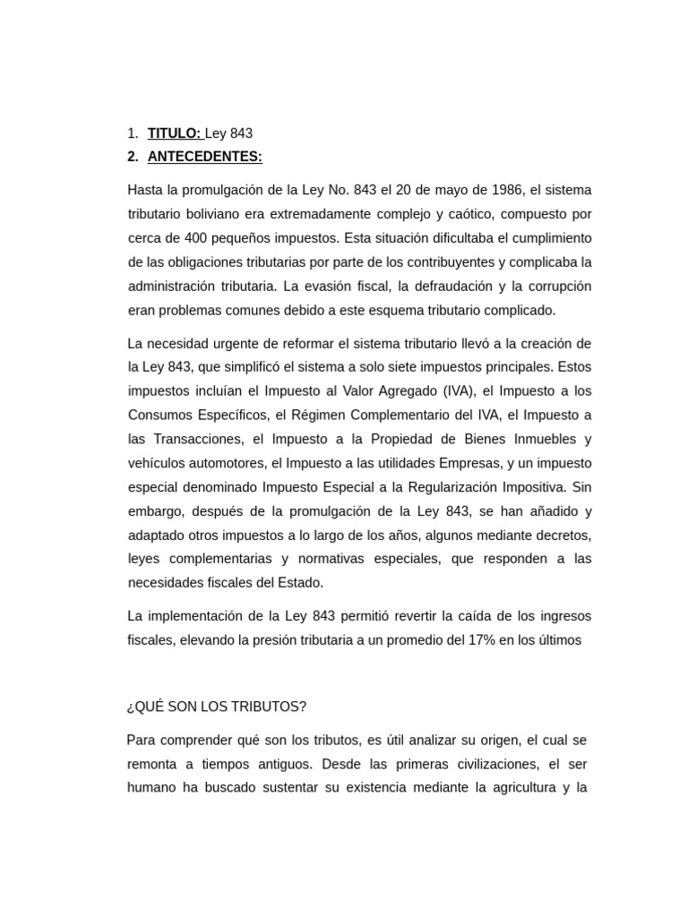 Ley 843 | PDF | Impuestos | Impuesto al valor agregado