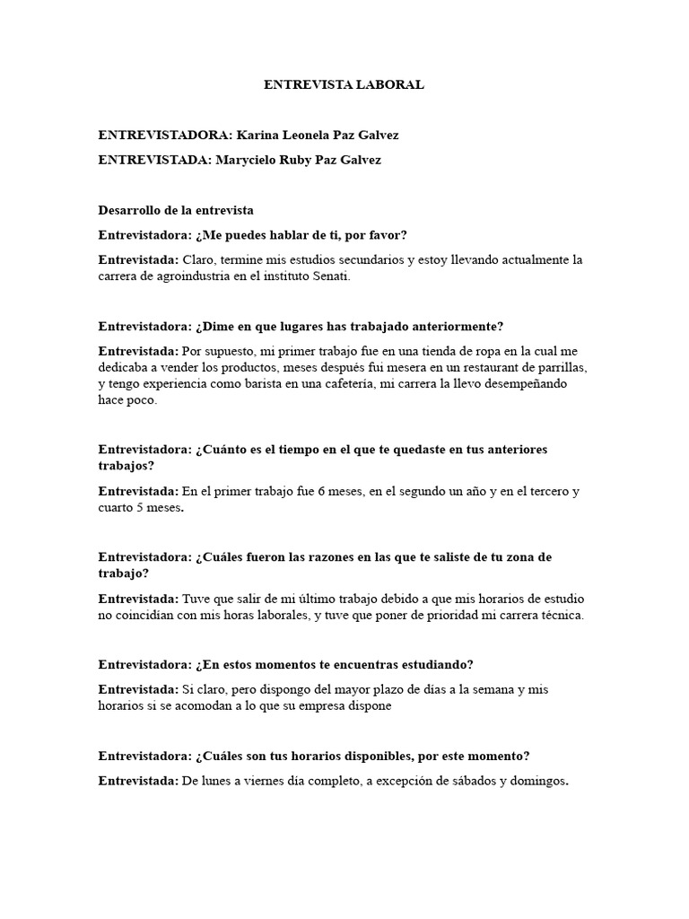 Sala 5 - Entrevista Laboral | PDF