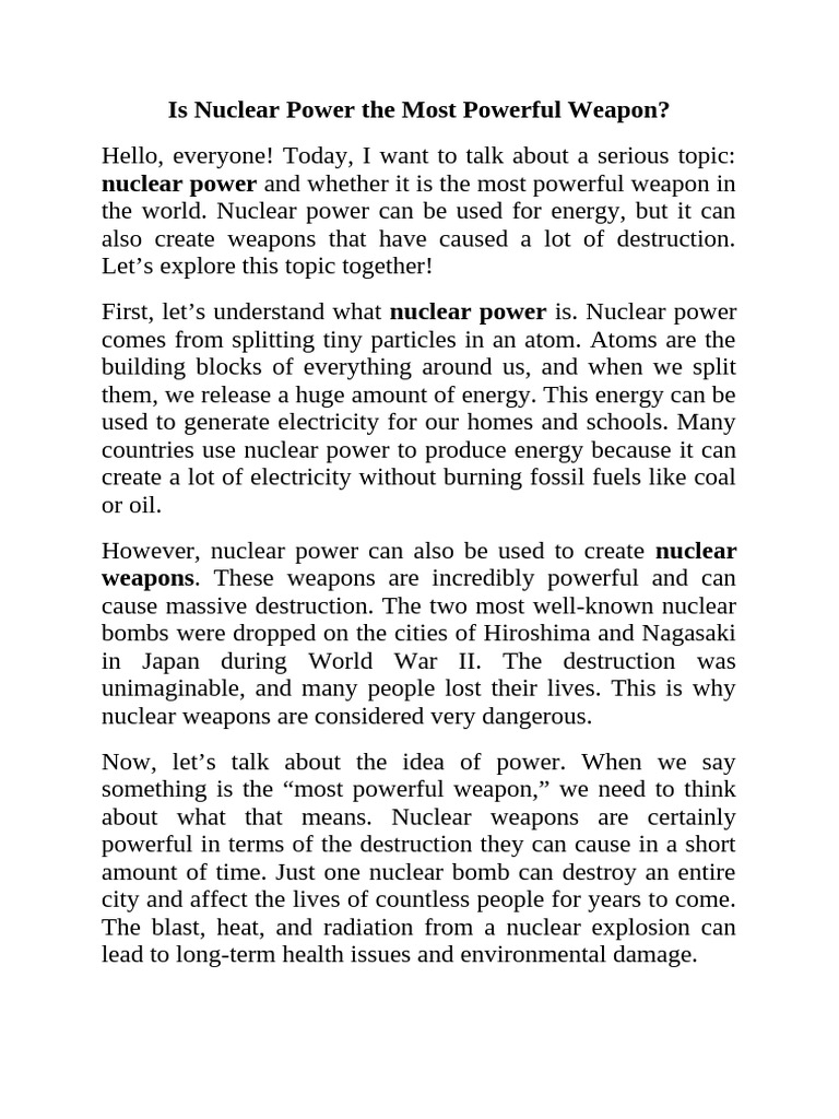 Is Nuclear Power The Most Powerful Weapon | PDF | Nuclear Power ...