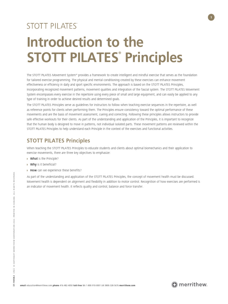 STOTT PILATESÂ Principles | PDF | Breathing | Anatomical Terms Of Motion