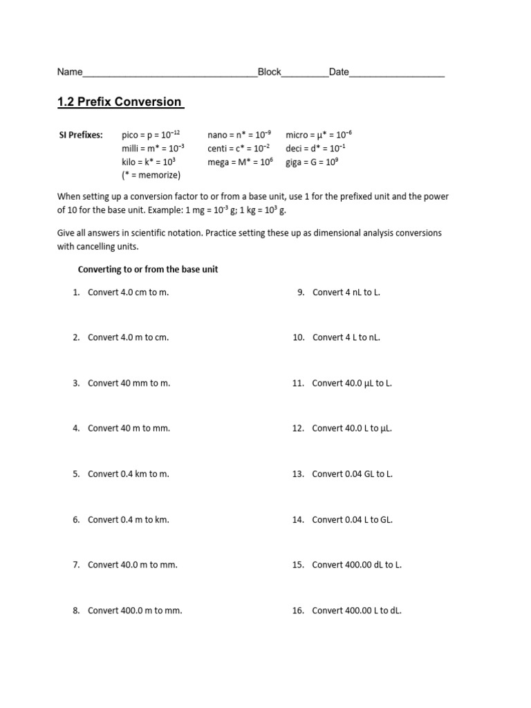 1.2 Prefix Conversion | PDF