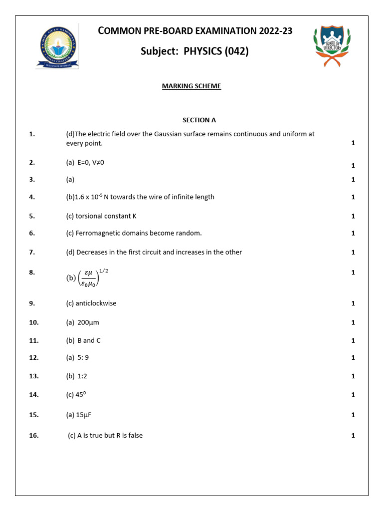 8.Physics_ClassXII_Marking-Schem-CPBE-2023 | PDF | P–N Junction | Atomic Nucleus
