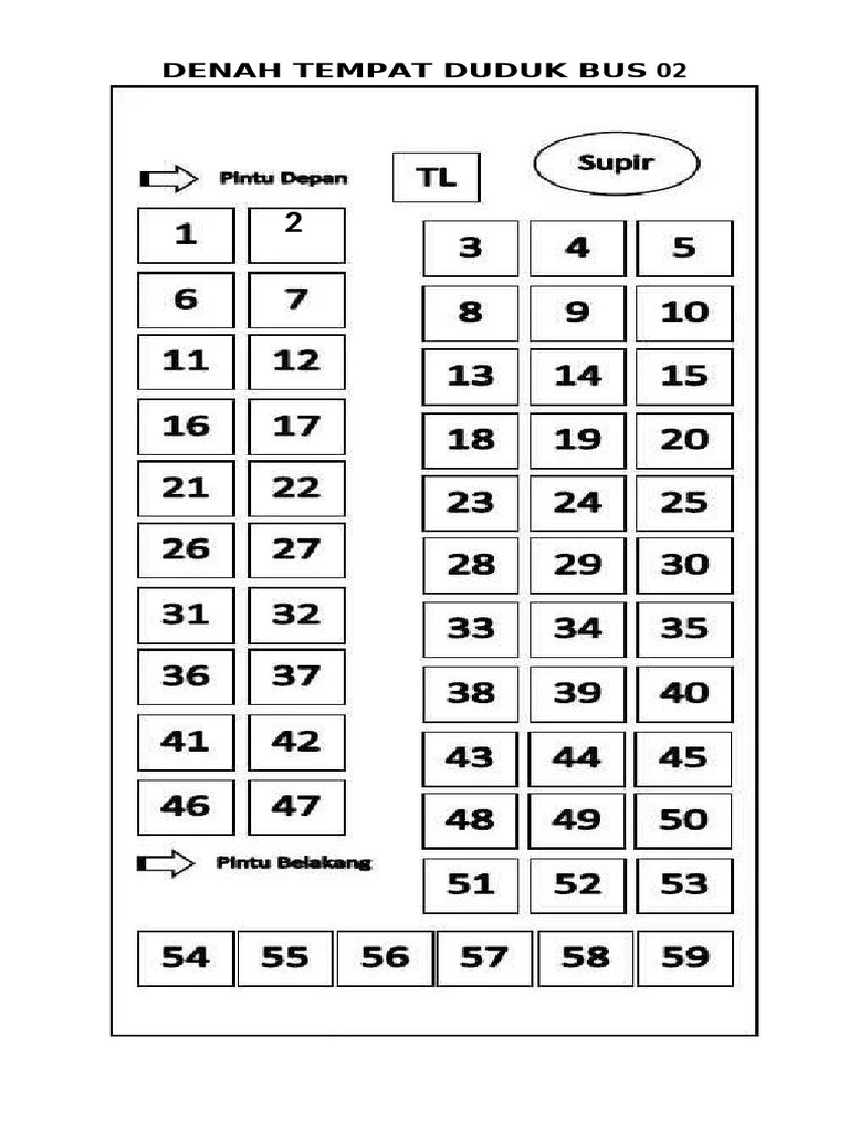 Denah Tempat Duduk Bus Parawisata Seat 59 | PDF