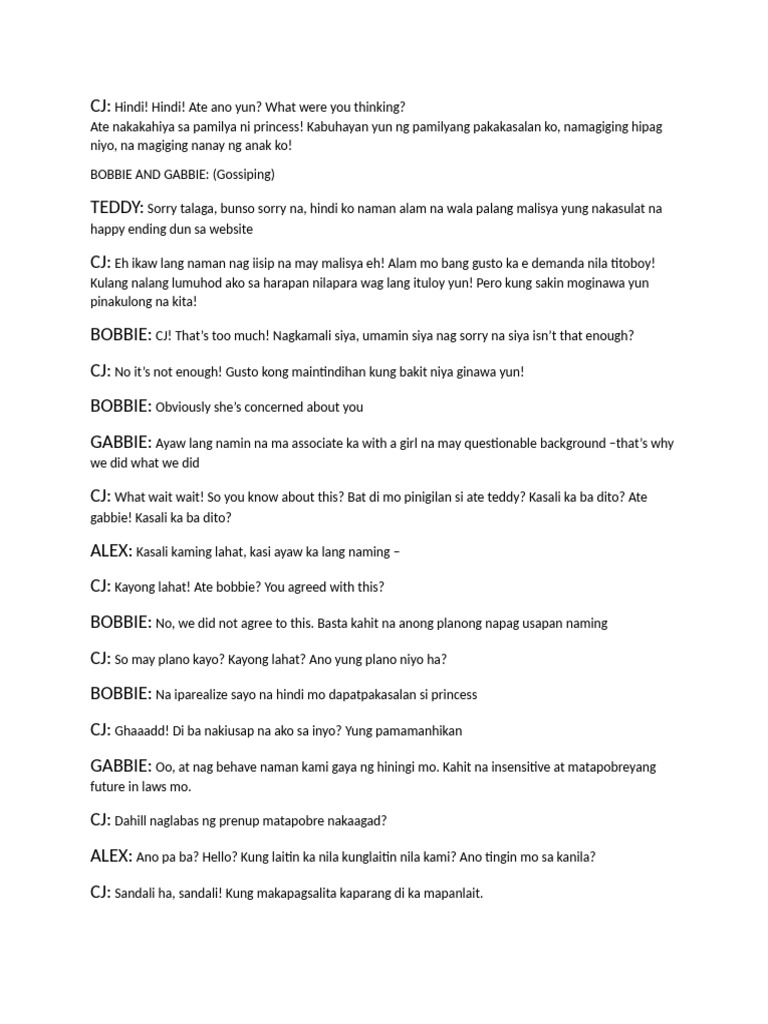 Scene 2, script MAPEH | PDF