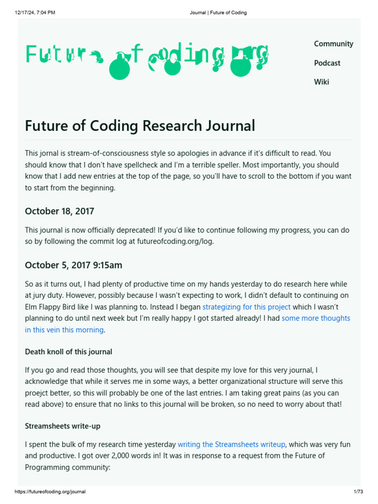 Journal - Future of Coding | PDF | Computer Programming | Programming ...