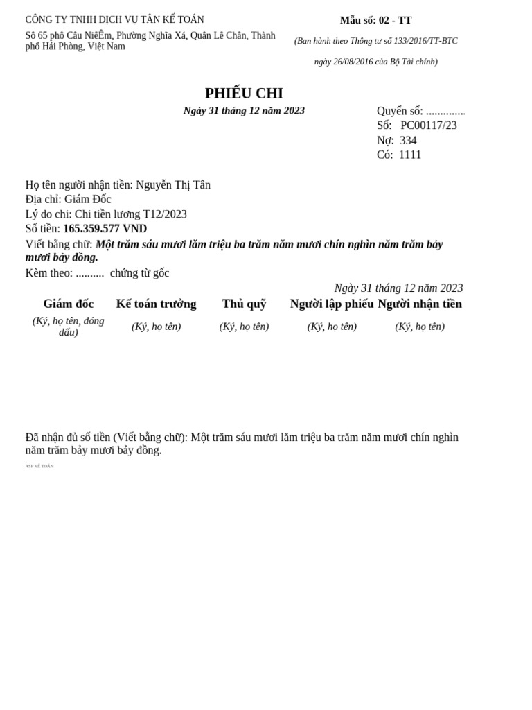 02 TT Phieu Chi | PDF