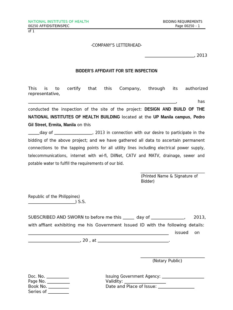 FINAL_PBD 00250 Affidavit of Site Inspection | PDF