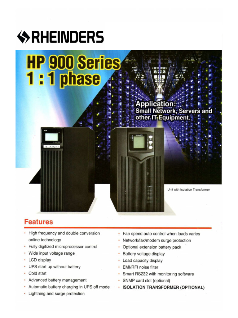 Brosur UPS RHEINDERS Tipe HP 1 - 3 KVA | PDF